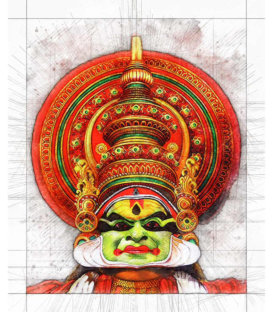 Kathakali Face Pencil Drawing