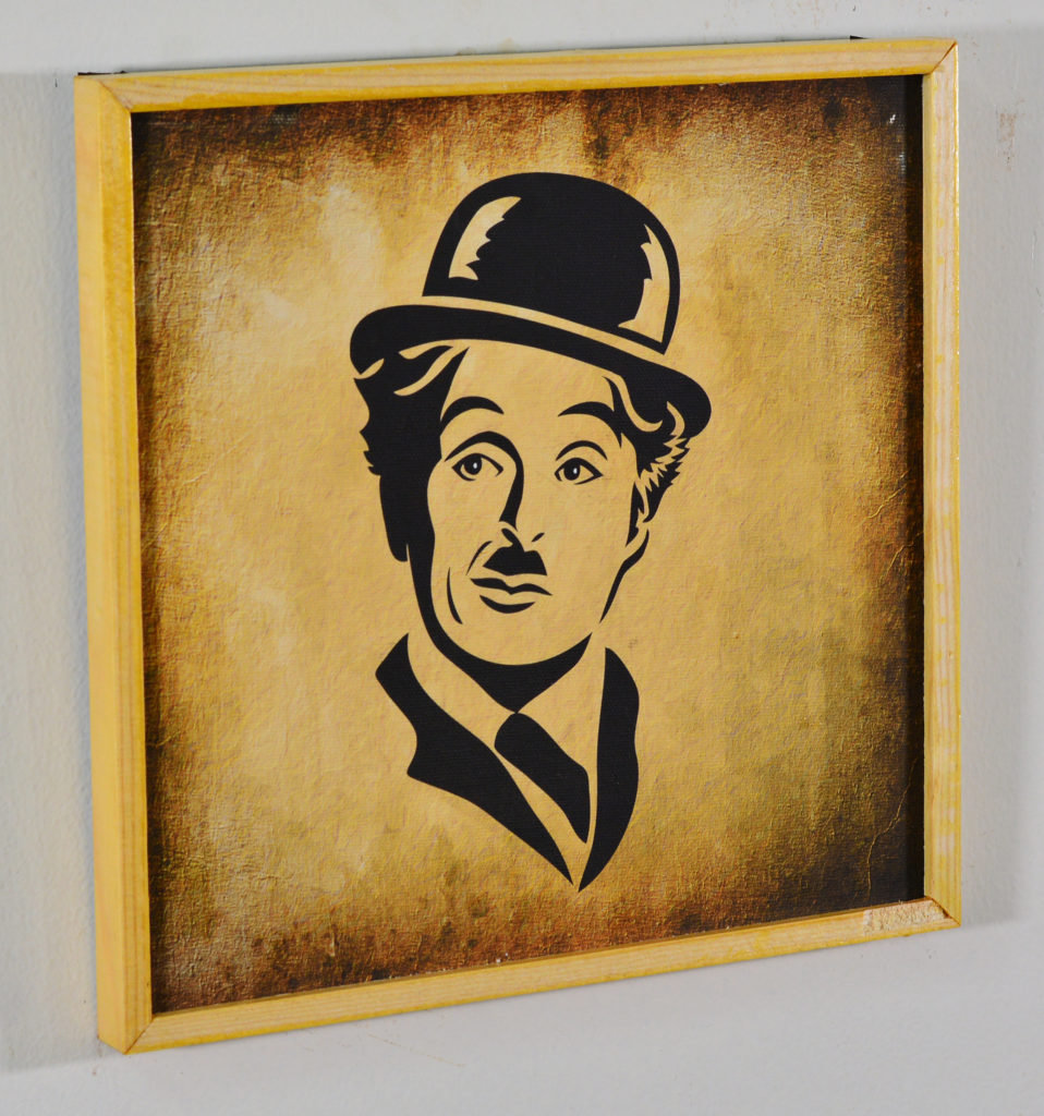 Charlie Chaplin - in wooden Frame-10x10 inches – Digital Art Gallery