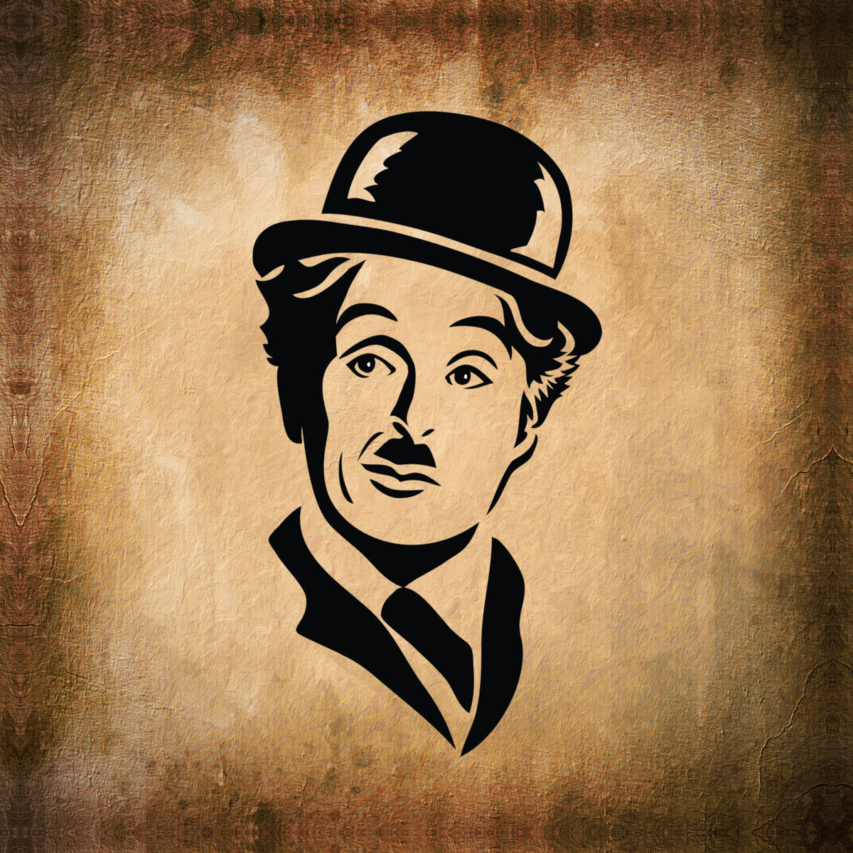 Charlie Chaplin - in wooden Frame-10x10 inches – Digital Art Gallery